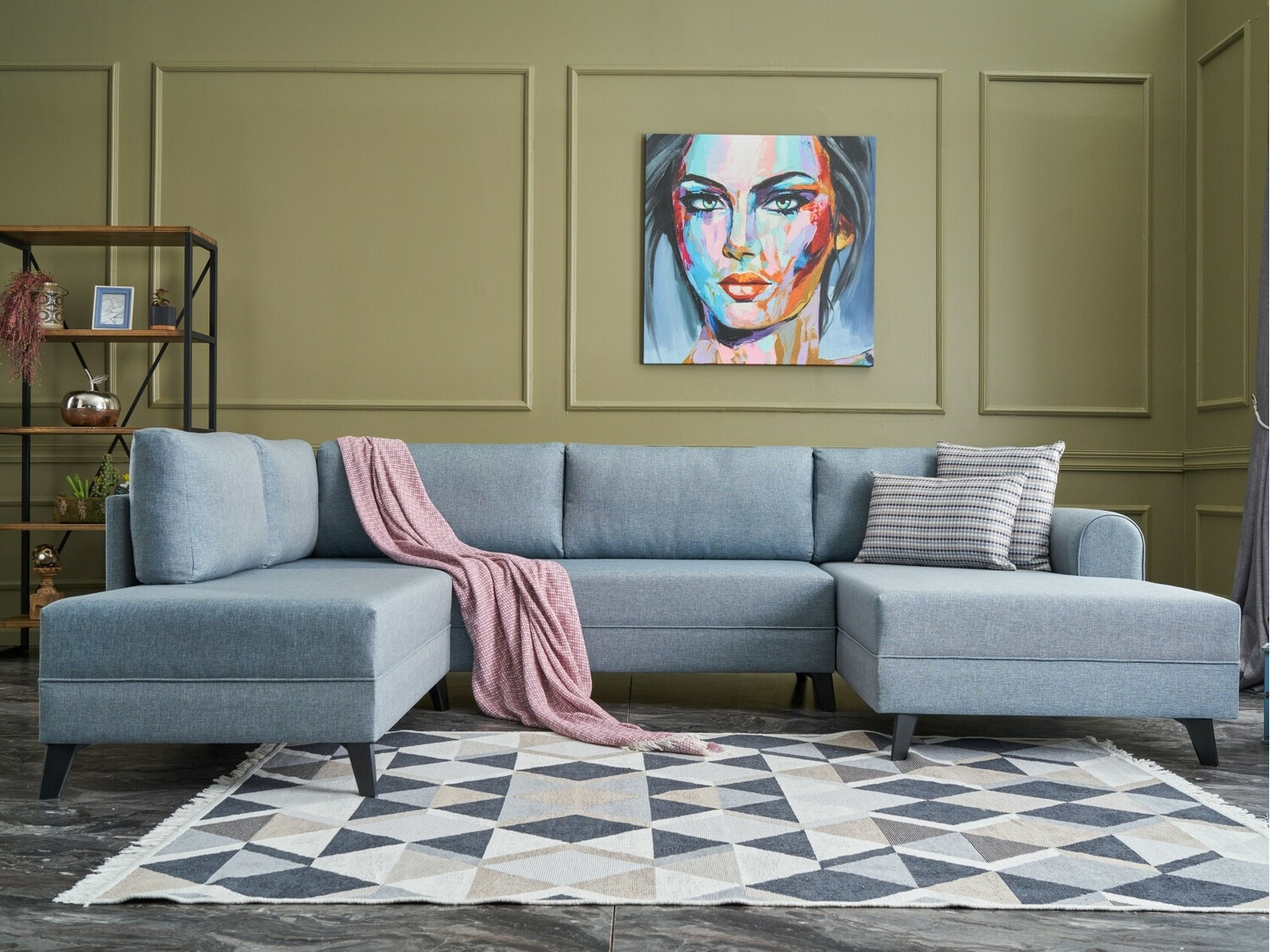 Stūra dīvāns Altadena 316 (Gaiši zils) - Viesistabas mēbeles | Mebeles1.lv