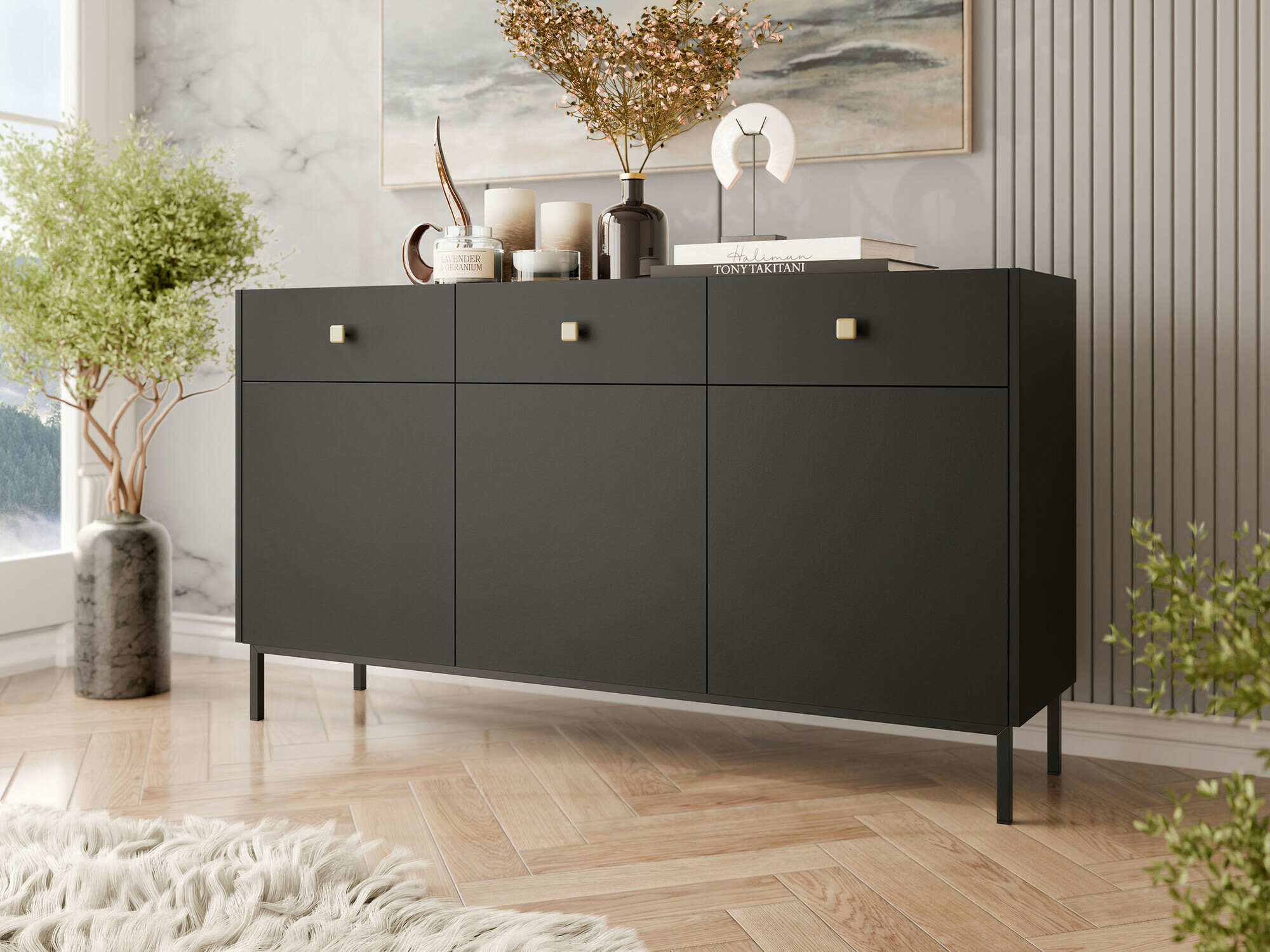 Kumode Comfivo Nunove 101 (Melns) - Viesistabas mēbeles | Mebeles1.lv